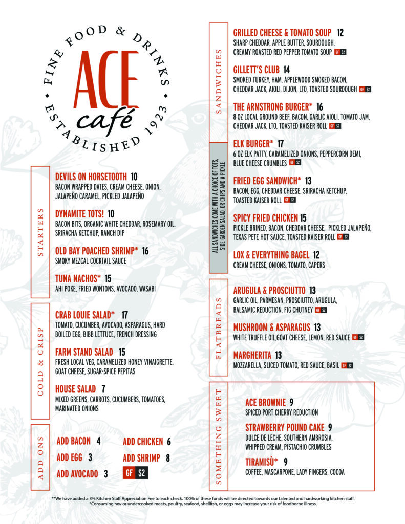 Ace Café Menu - Daily Brunch & Happy Hour - Ace Gilletts