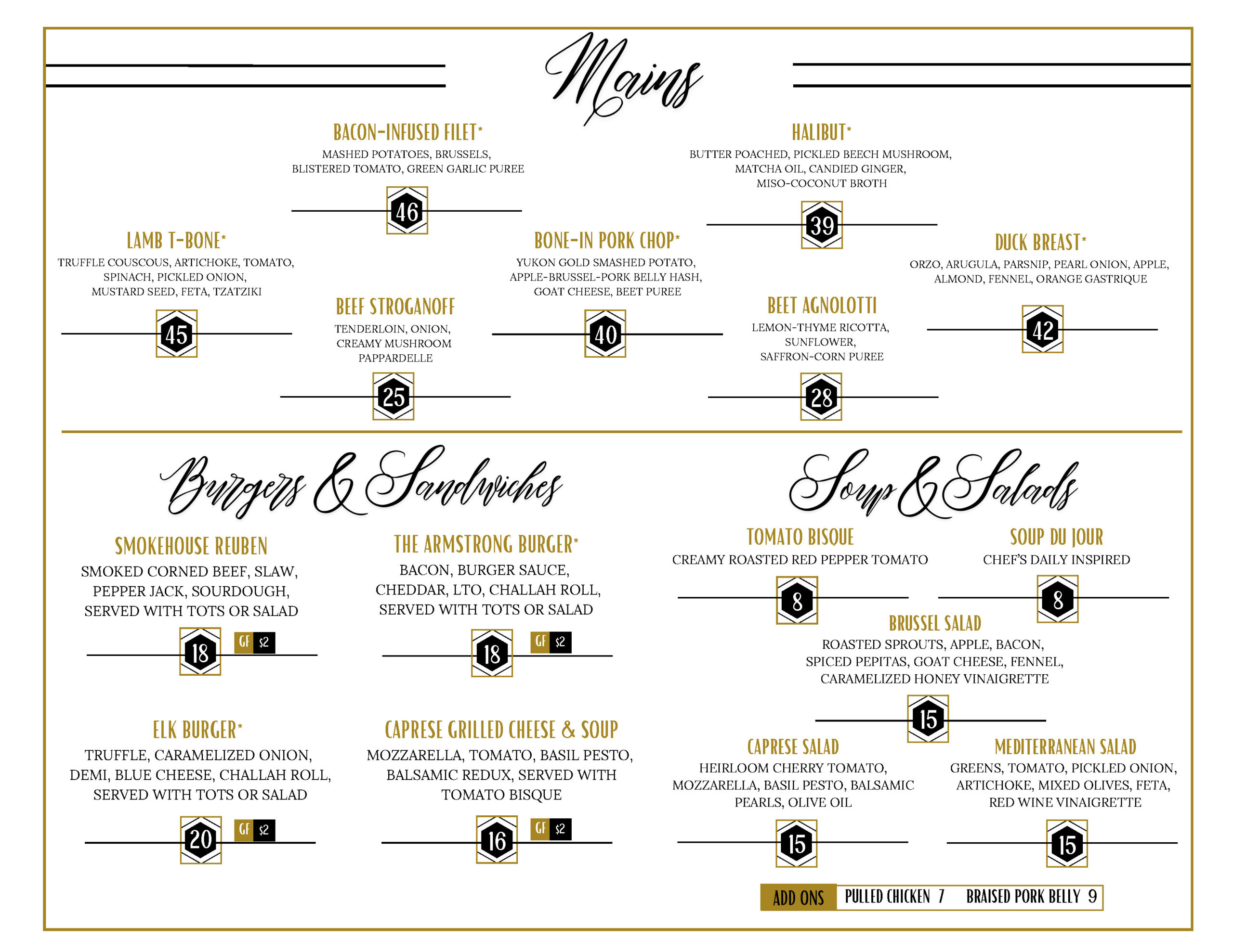 Ace Gillett's Menu - Drinks, Dinner & Dessert - Ace Gilletts